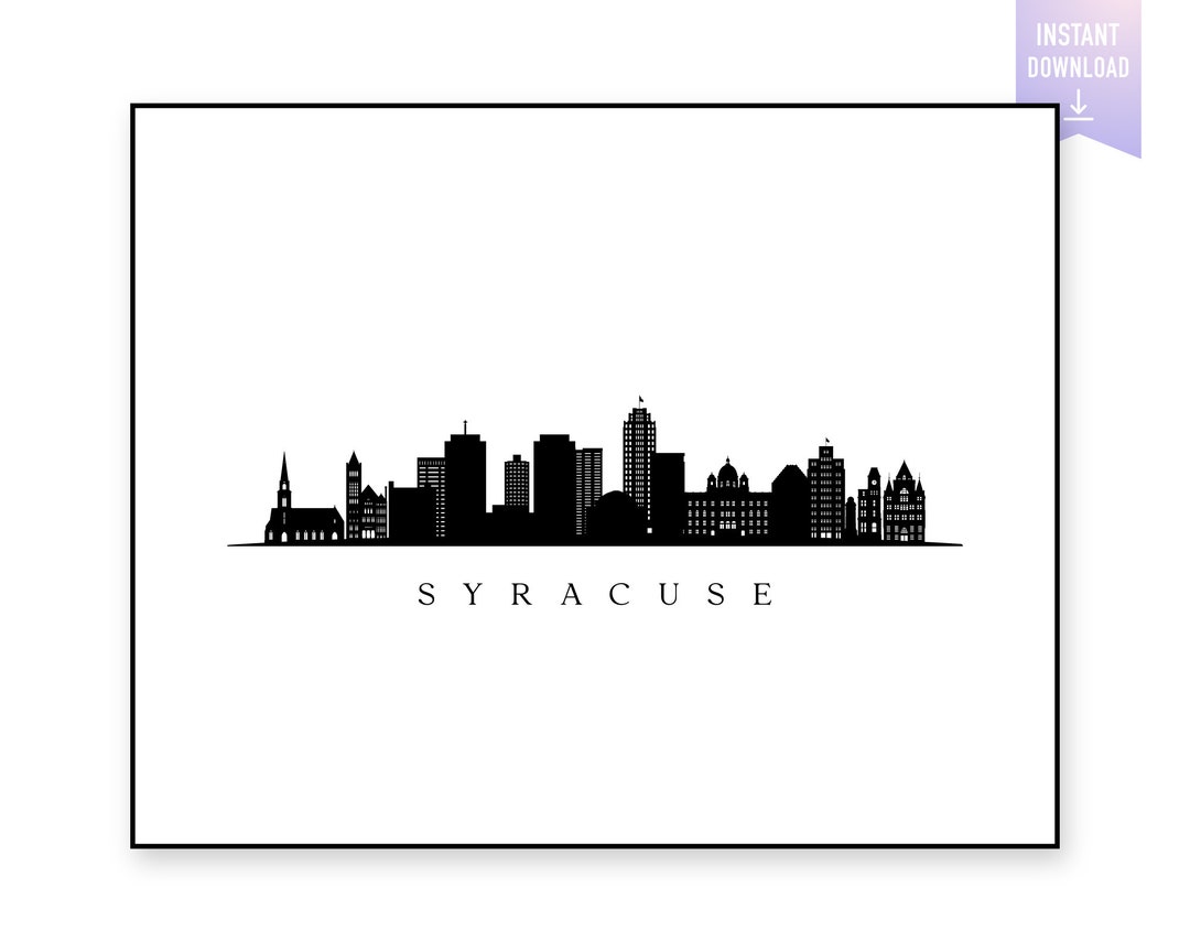 Syracuse Skyline Print. Syracuse NY Black Silhouette. Digital Print ...