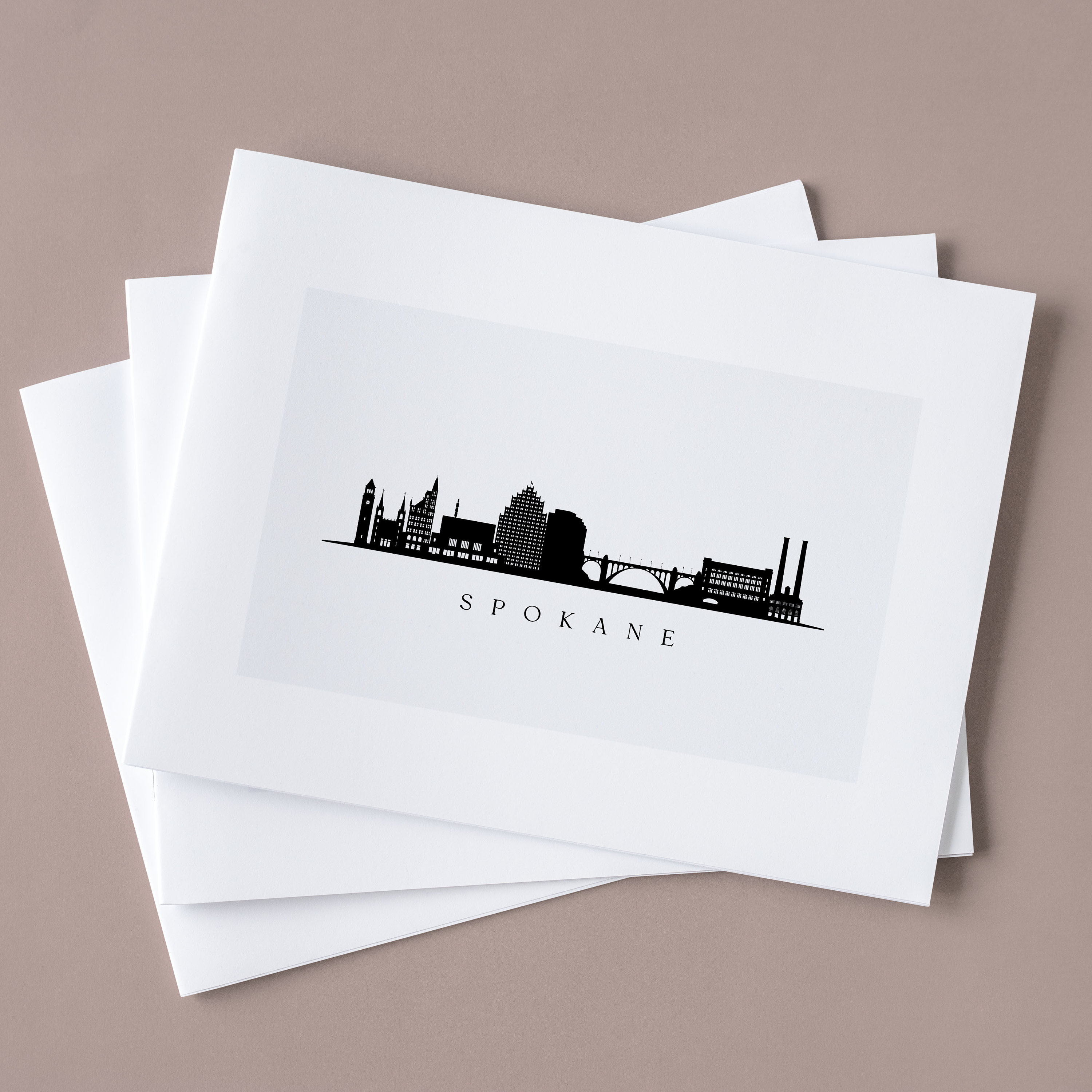 Spokane Skyline Print. Spokane, WA Black Silhouette. Digital Print ...