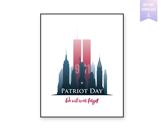 Patriot Day 911 Poster. New York Skyline Print. Twin Towers - Etsy