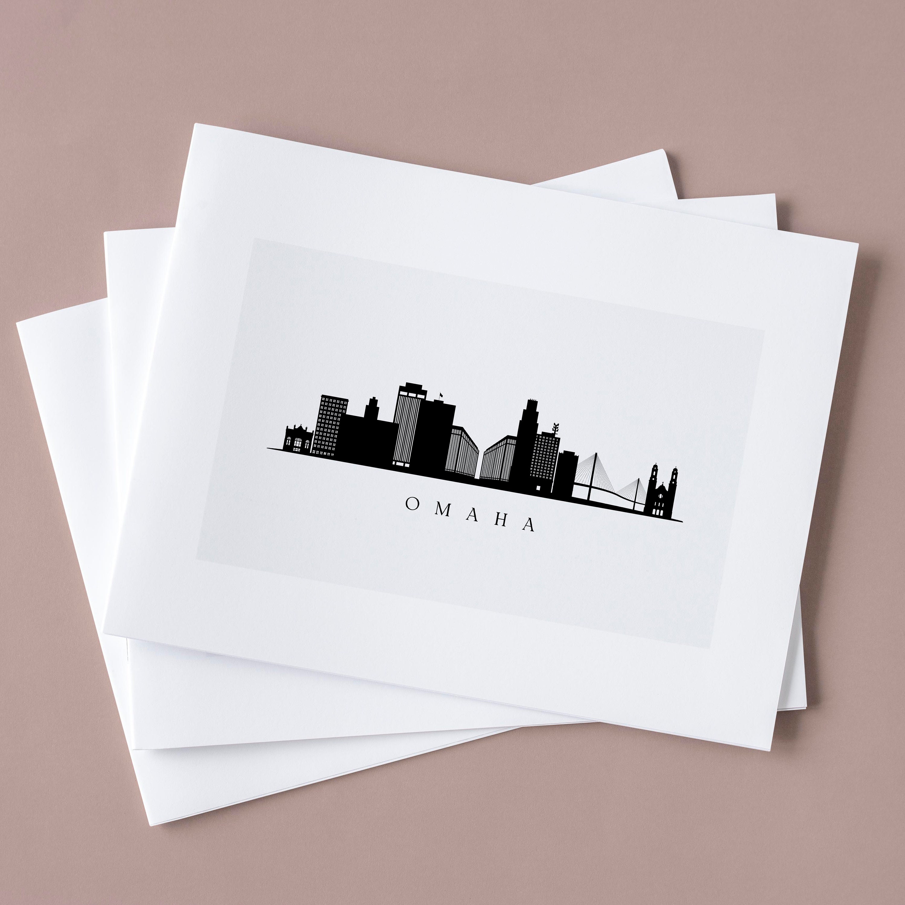 Omaha Skyline Print. Omaha Nebraska Black Silhouette. Digital Print ...