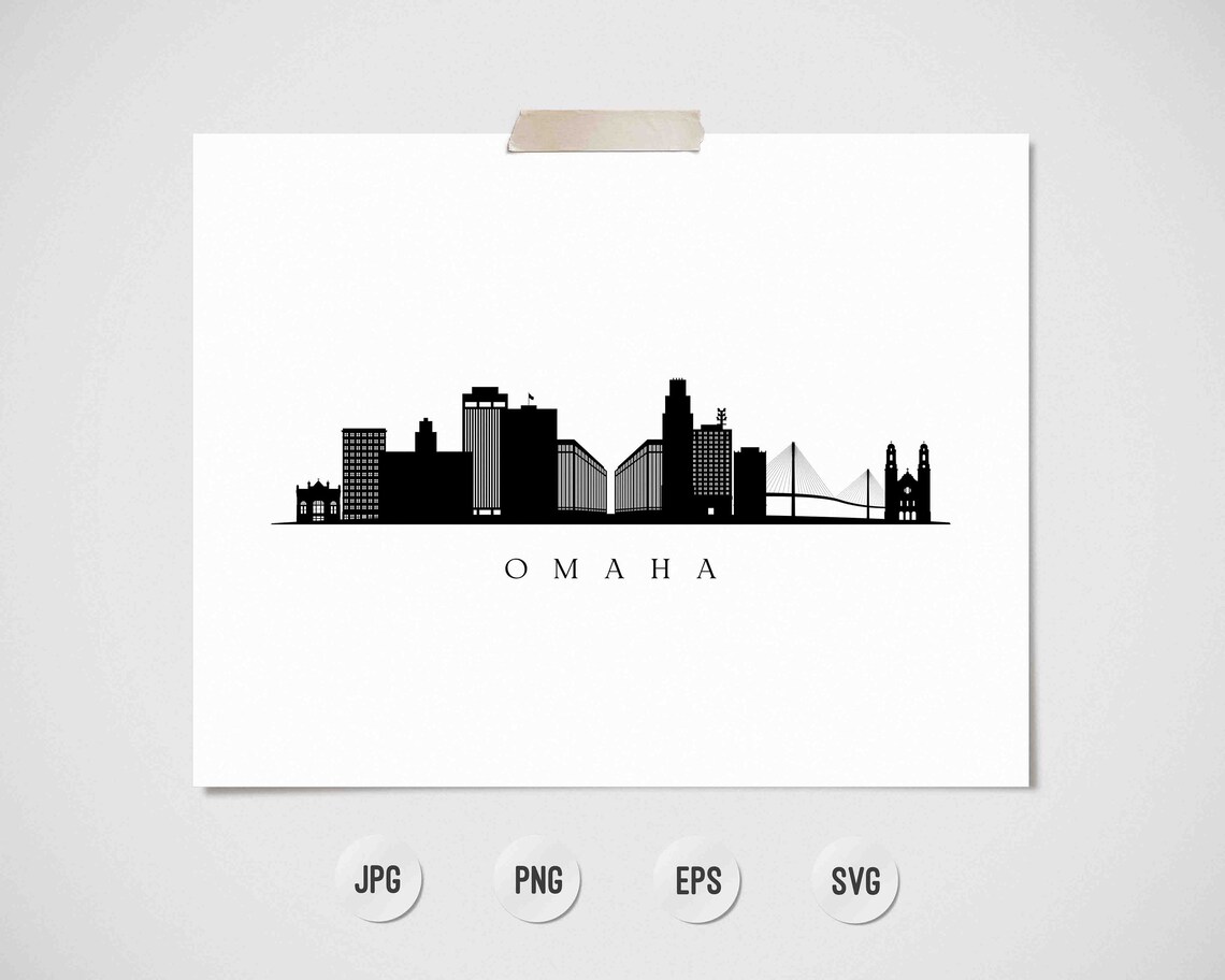 Omaha Skyline Print. Omaha Nebraska Black Silhouette. Digital - Etsy