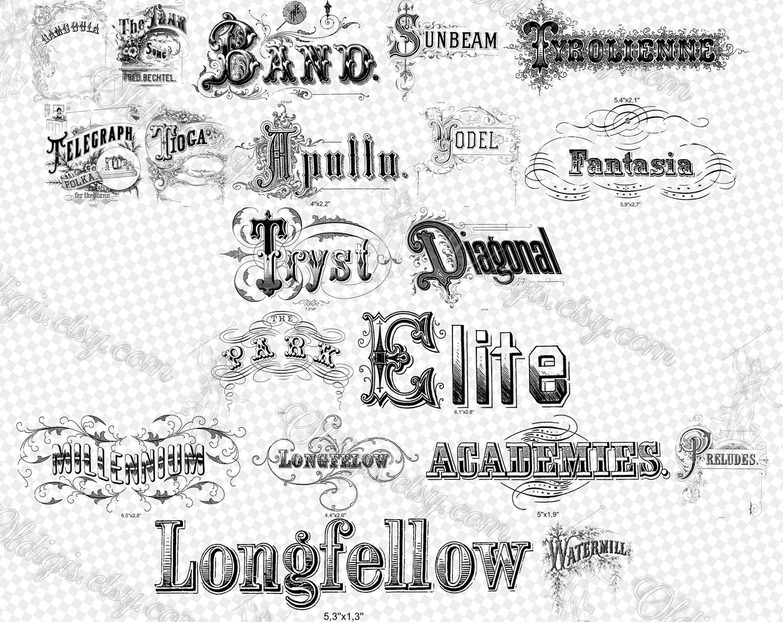 PNG DECORATED WORDS #5 Set of 93 Files in Png Format Telegraph ...