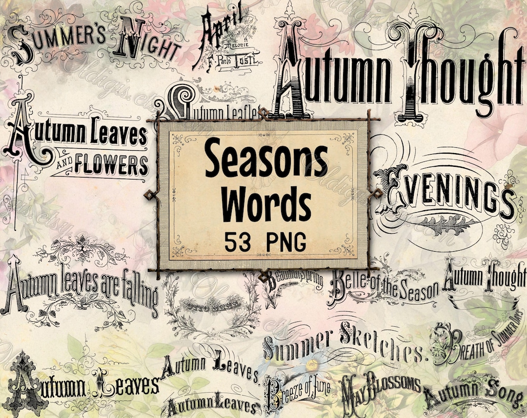 PNG SEASONS WORDS - Set of 53 Files in Png Format With Transparent ...
