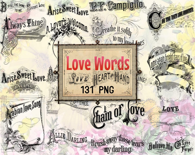 PNG LOVE WORDS - Set of 131 Files in Png Format With Transparent ...