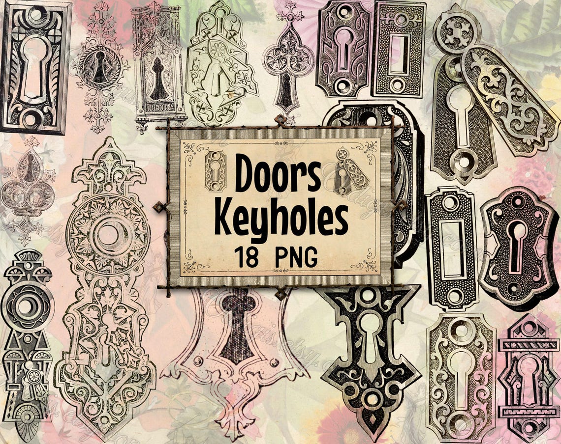 PNG DOORS KEYHOLES Vintage Antique Escutcheon Victorian Hardware ...