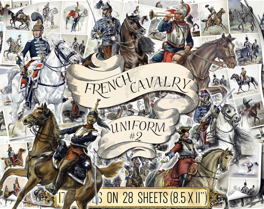 French Cavalry Uniform #2 - Set of 175 Digital Vintage Cards on 28 ...