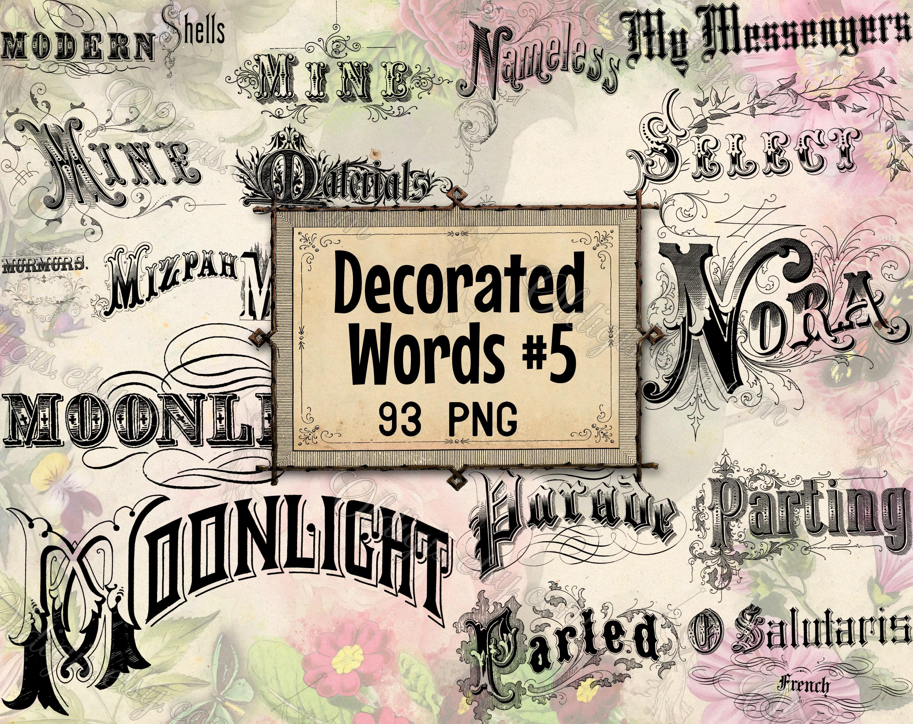 PNG DECORATED WORDS #5 Set of 93 Files in Png Format Telegraph ...