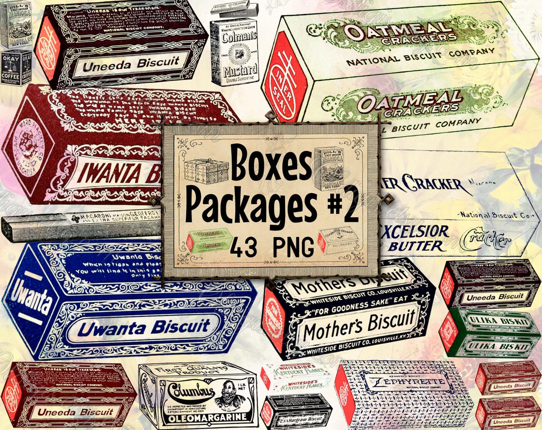 PNG BOXES PACKAGES #2 Vintage Grocery Packaging Clip Art, Antique Food ...