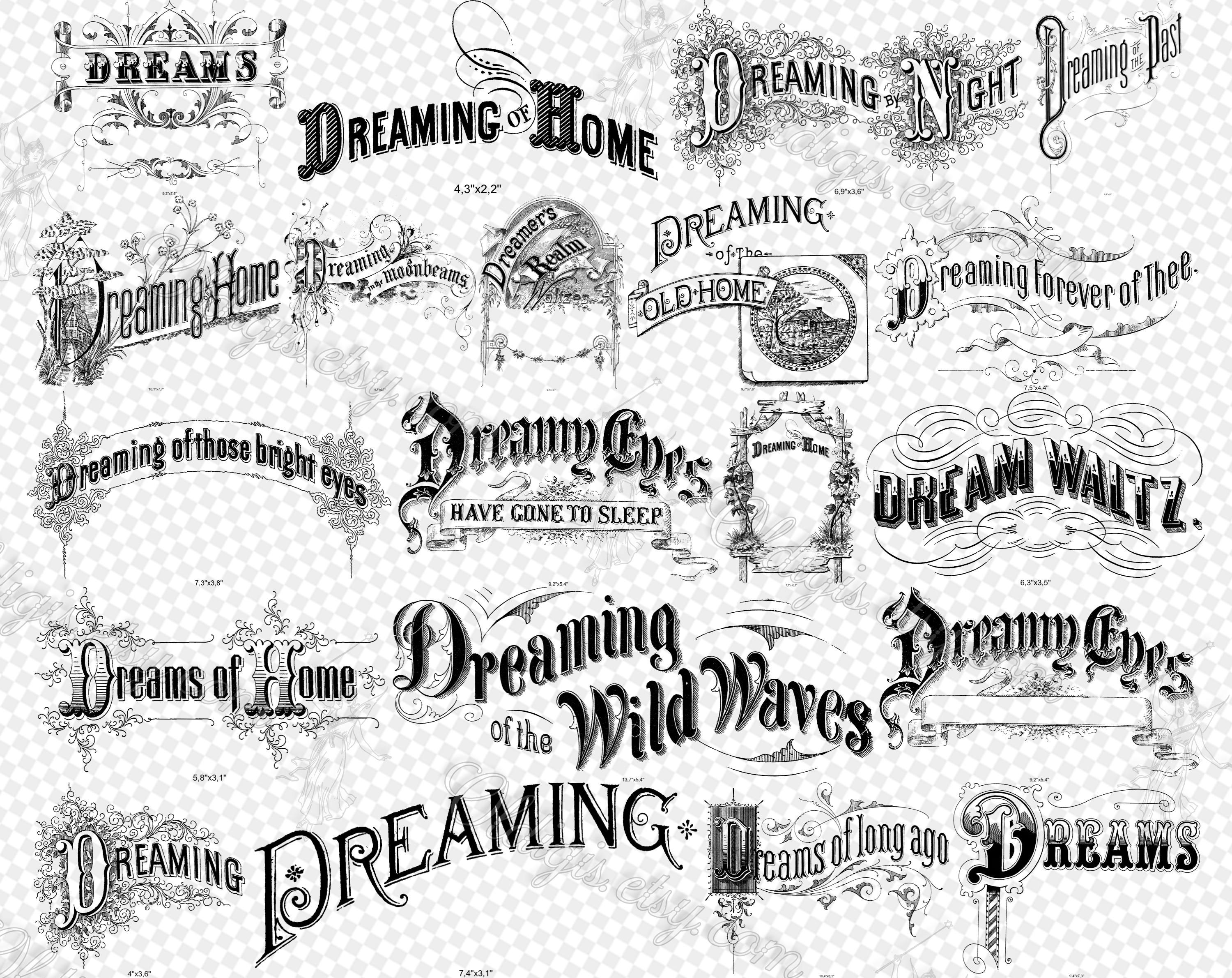 PNG DREAM WORDS Set of 56 Files in Png Format With Transparent ...