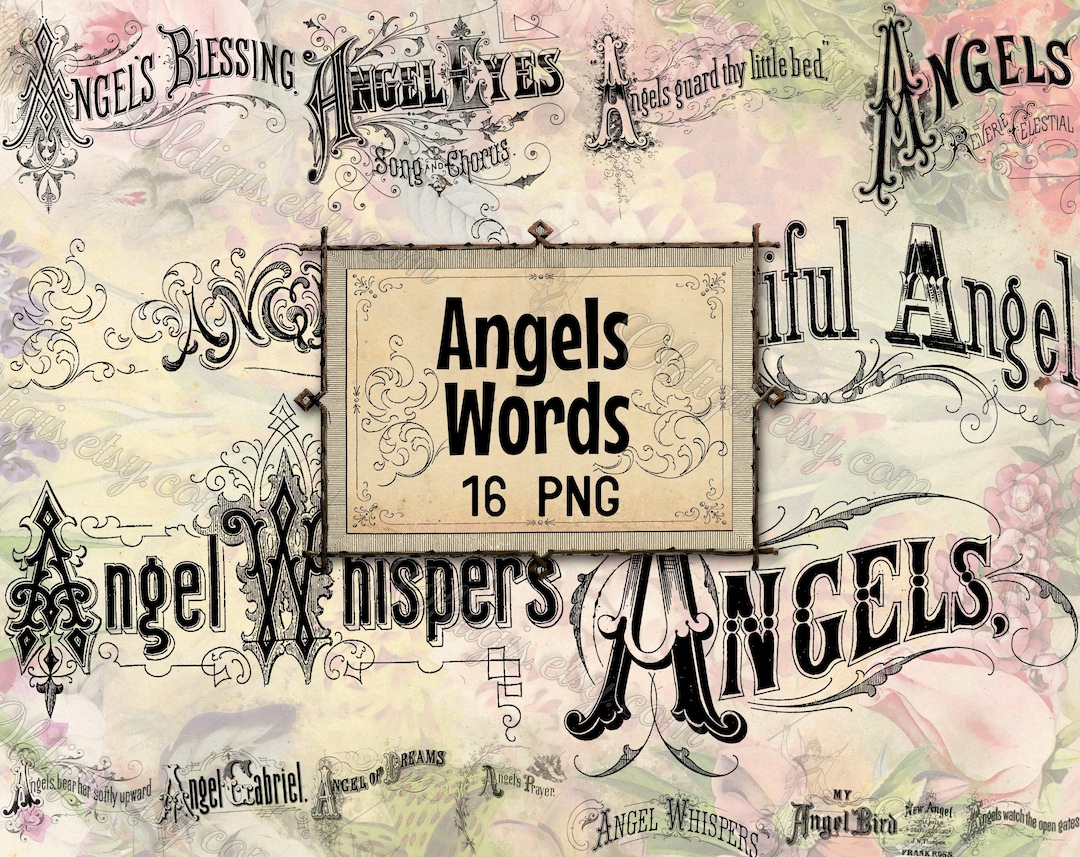 PNG ANGELS WORDS - Set of 16 Files in Png Format With Transparent ...