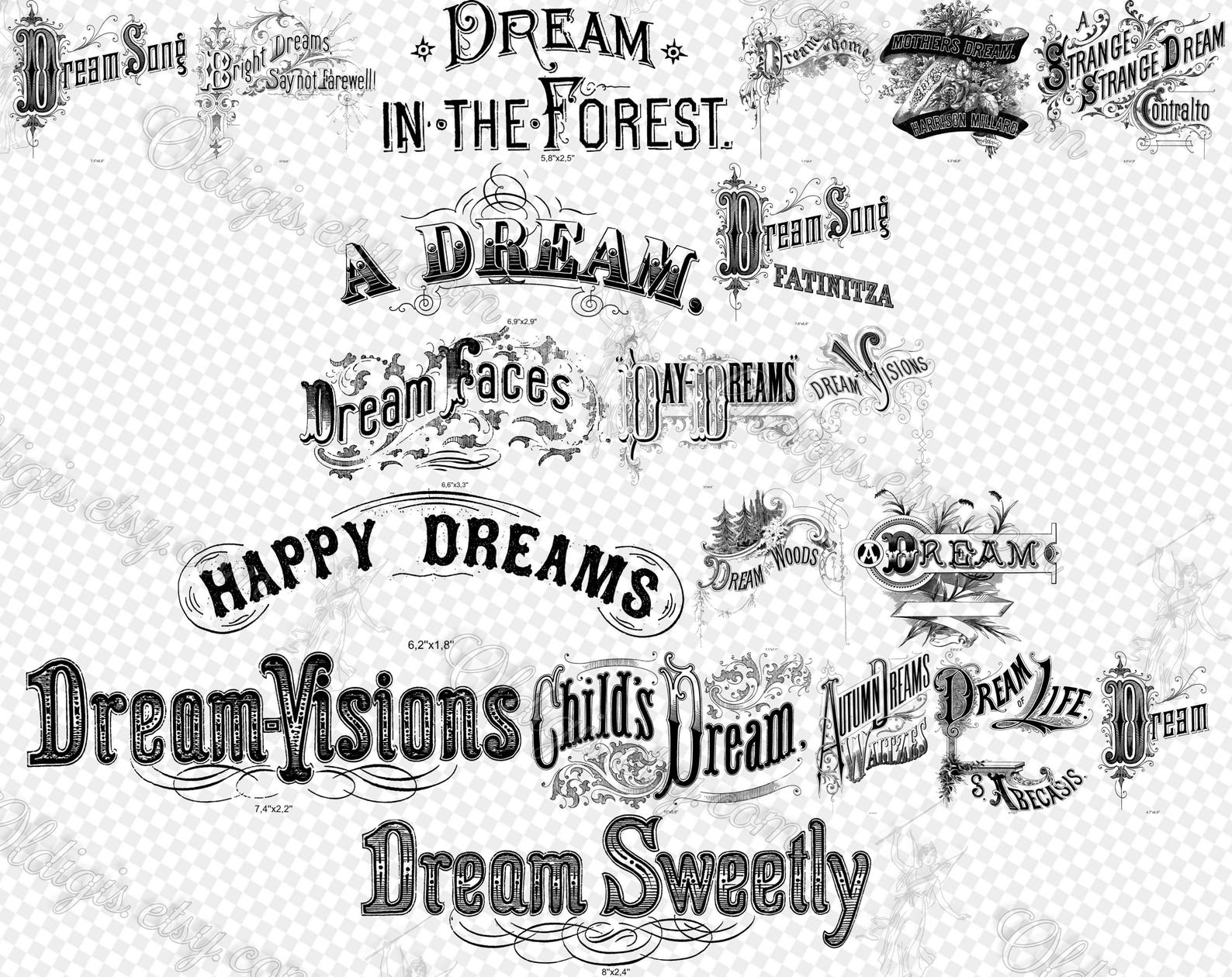 PNG DREAM WORDS Set of 56 Files in Png Format With Transparent ...