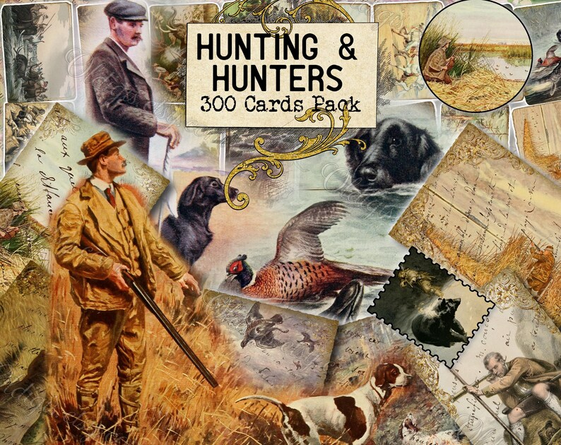Hunting & Hunters Junk Journal Cards, Pointers and Setters, Hounds and ...