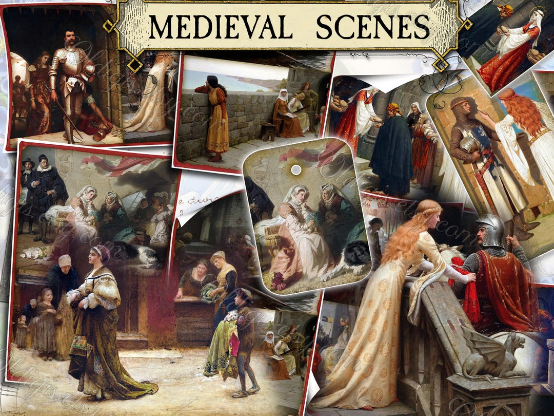 Medieval Scenes - Set of 40 Junk Journal Sheets With Digital Vintage ...