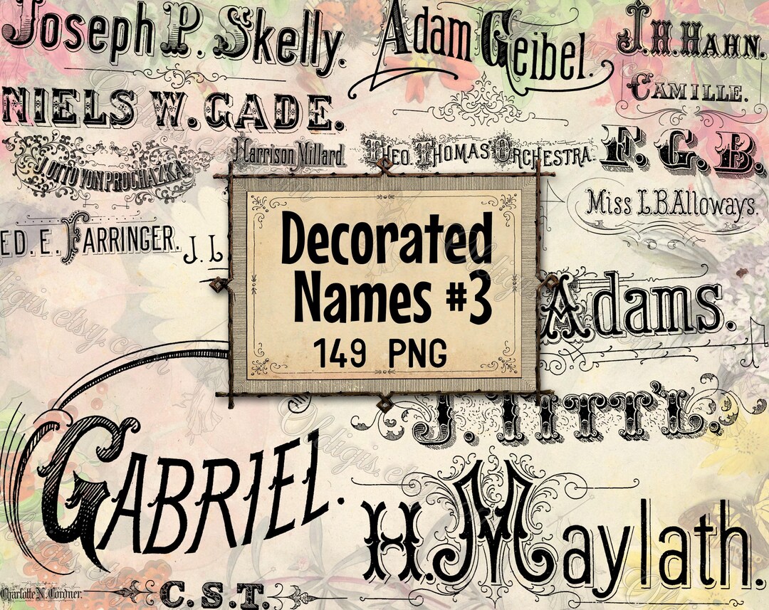 PNG DECORATED NAMES #3 - Set of 149 Files in Png Format With ...