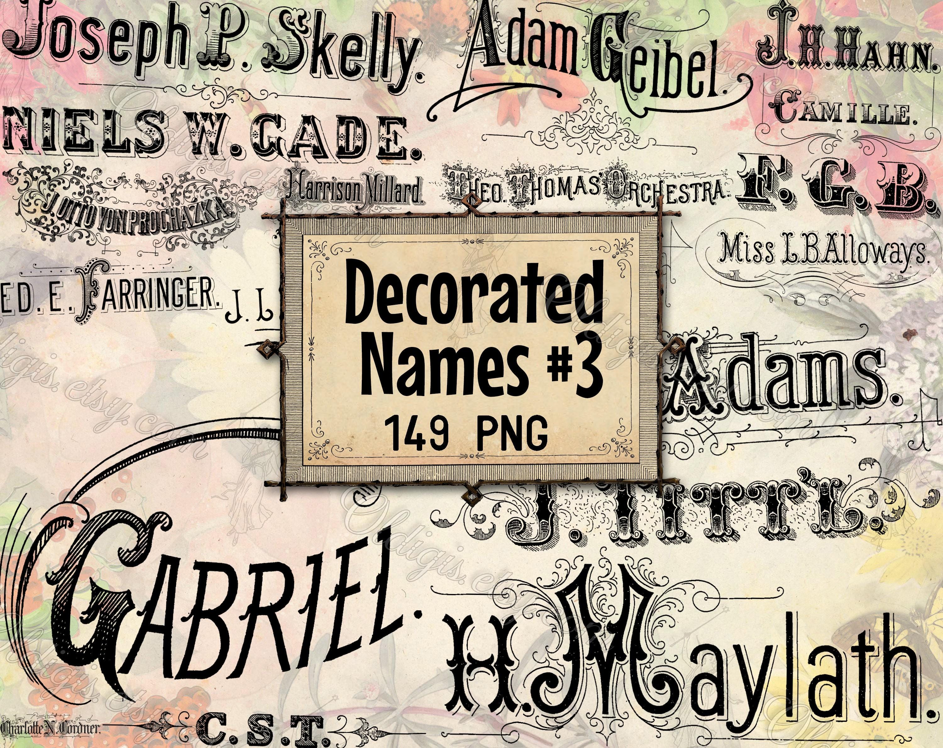 PNG DECORATED NAMES #3 Set of 149 Files in Png Format With Transparent ...