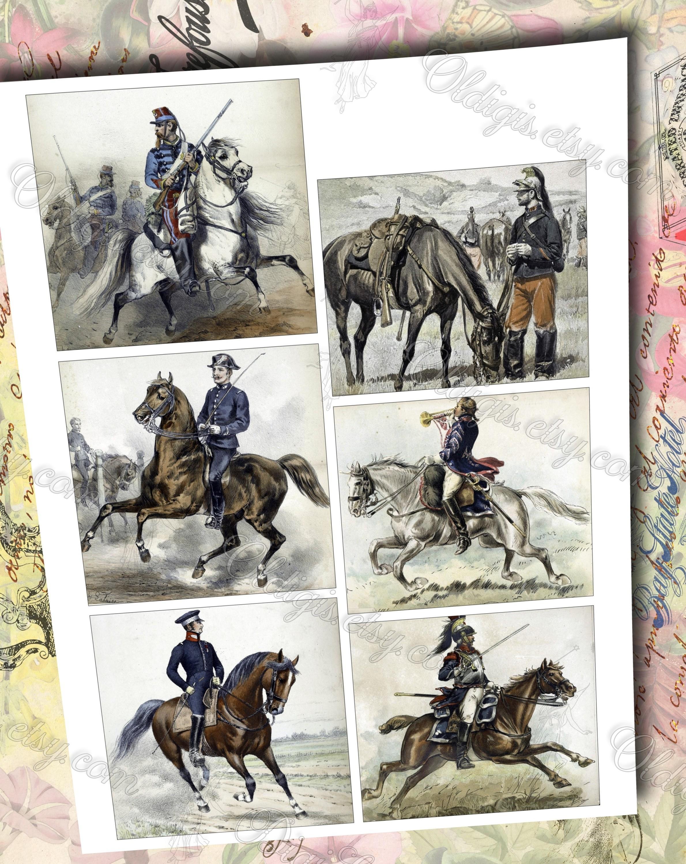 French Cavalry Uniform #2 - Set of 175 Digital Vintage Cards on 28 ...