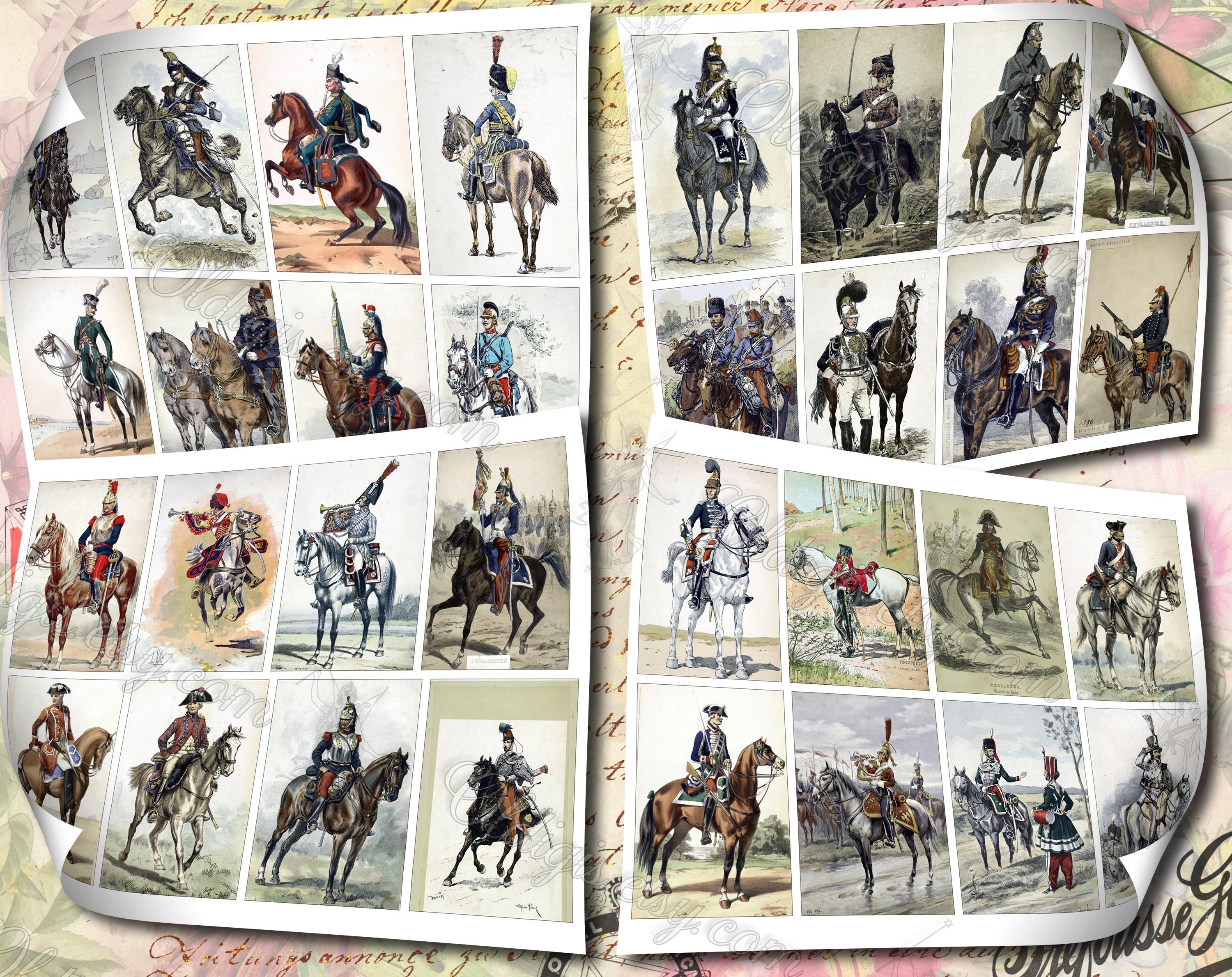 French Cavalry Uniform #2 - Set of 175 Digital Vintage Cards on 28 ...