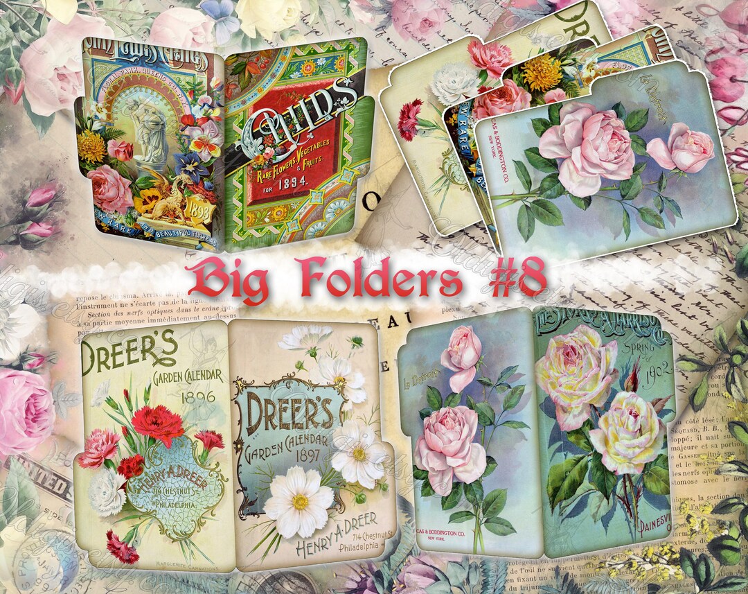 Big Folders #8 - Set of 3 Digital Printable Files Vintage Style ...