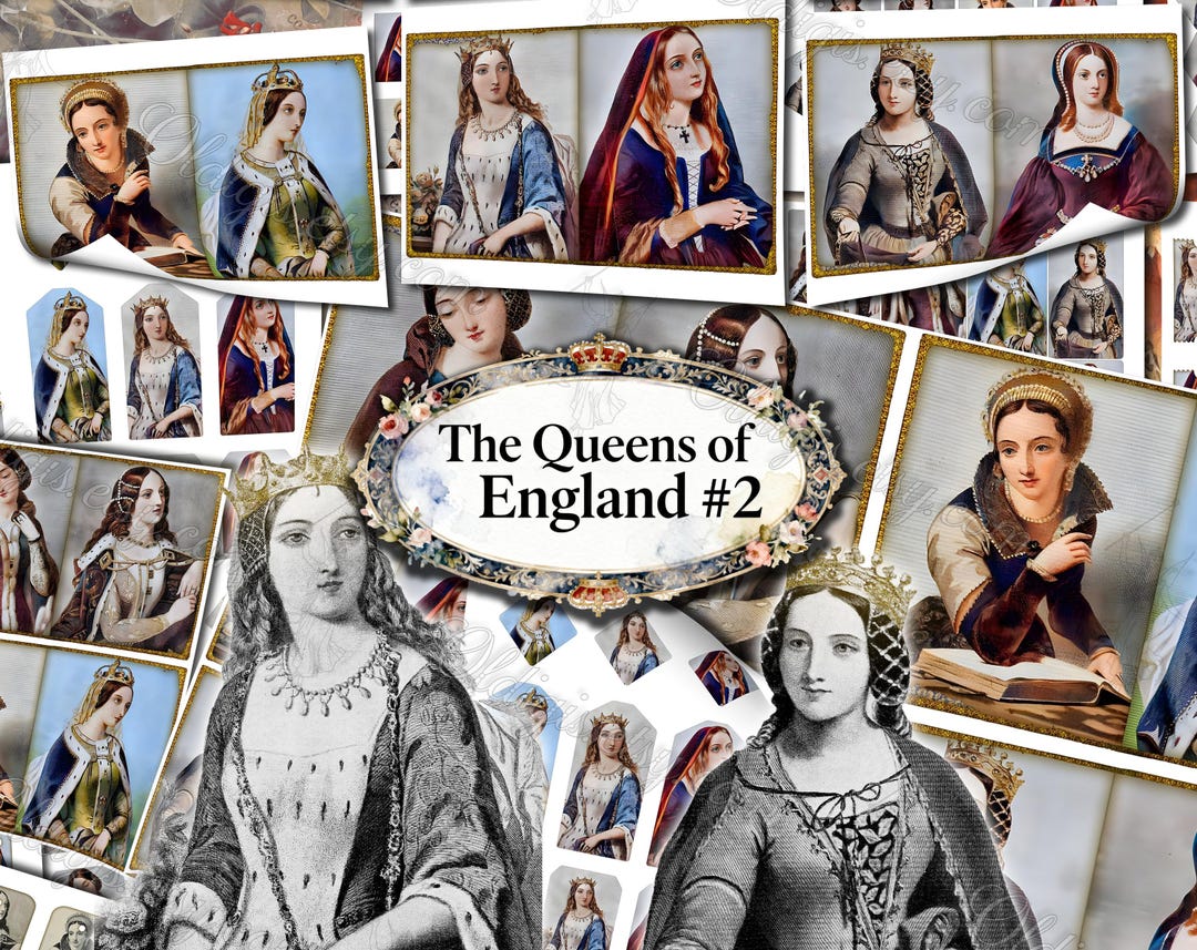 The Queens of England #2 Vintage English Royal Digital Ephemera for ...