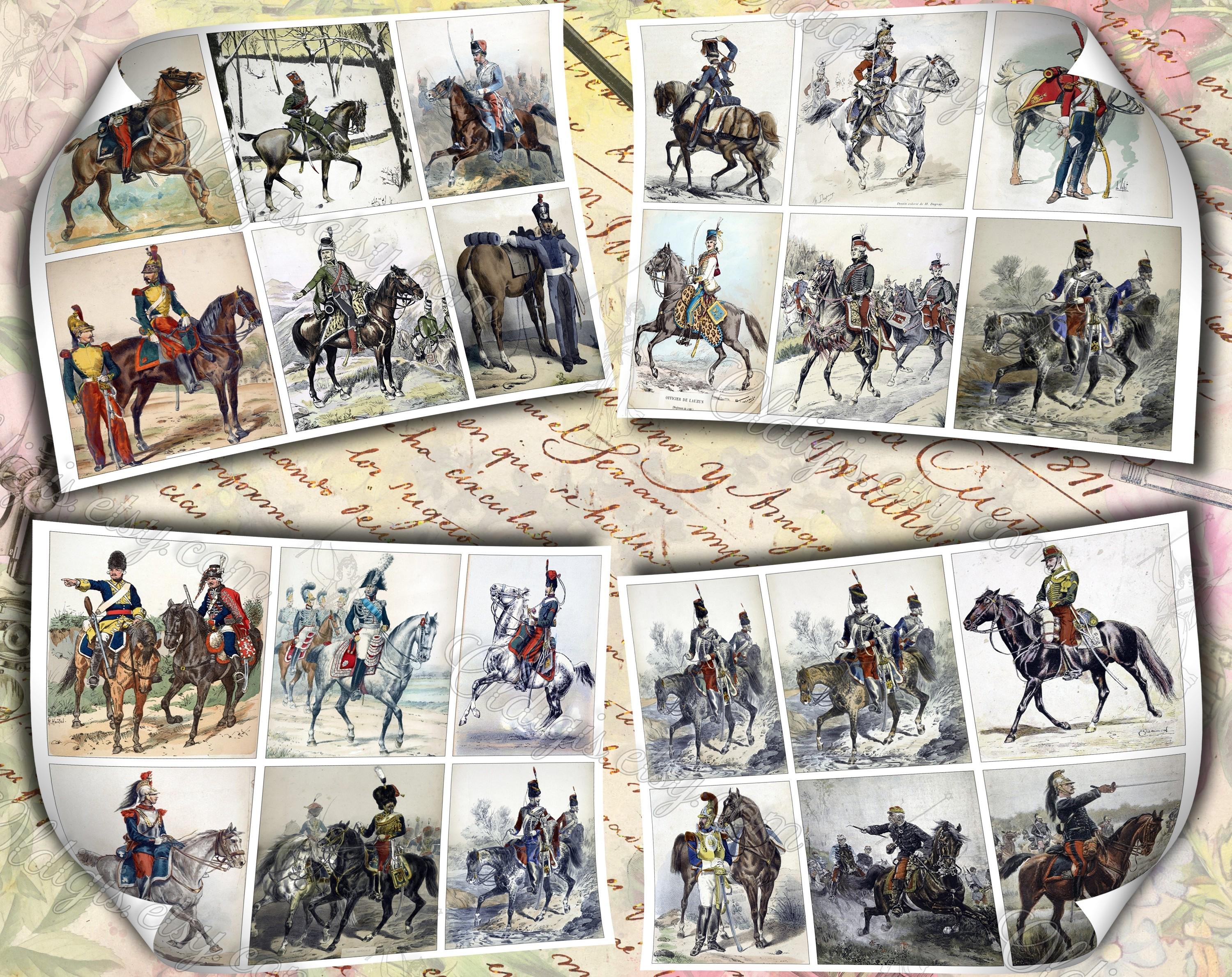 French Cavalry Uniform #2 - Set of 175 Digital Vintage Cards on 28 ...