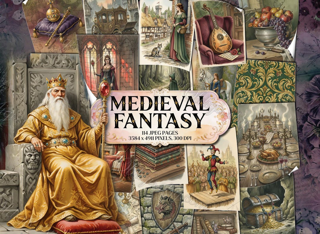 Medieval Fantasy Junk Journal Pages, Printable Ephemera, Digital ...
