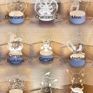 Personalised Pokemon Gengar Charizard & More Night Light |birthday Gift ...
