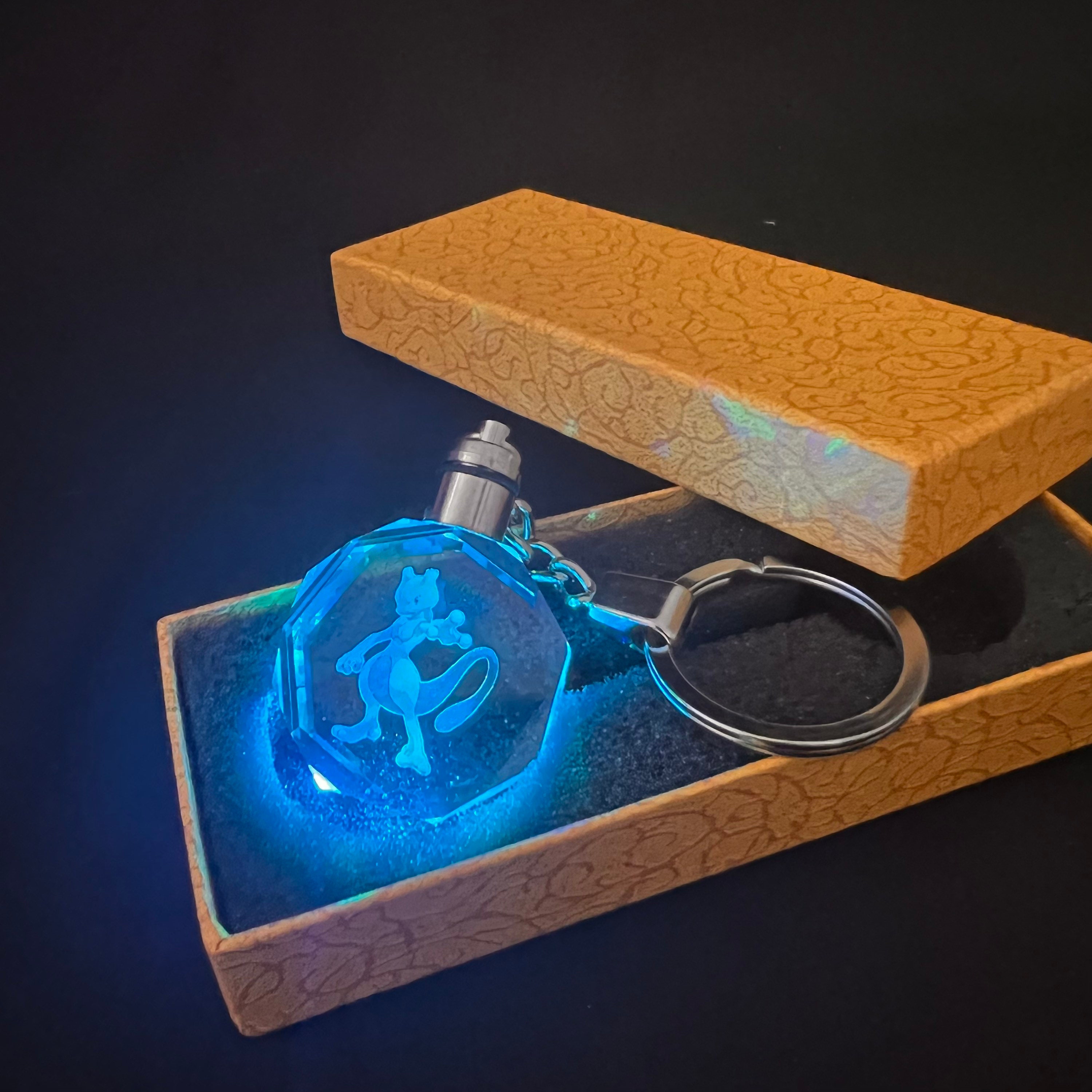 30MM Mewtwo Crystal Keyring Logo Keychain Colour Led Light Pokemon ...