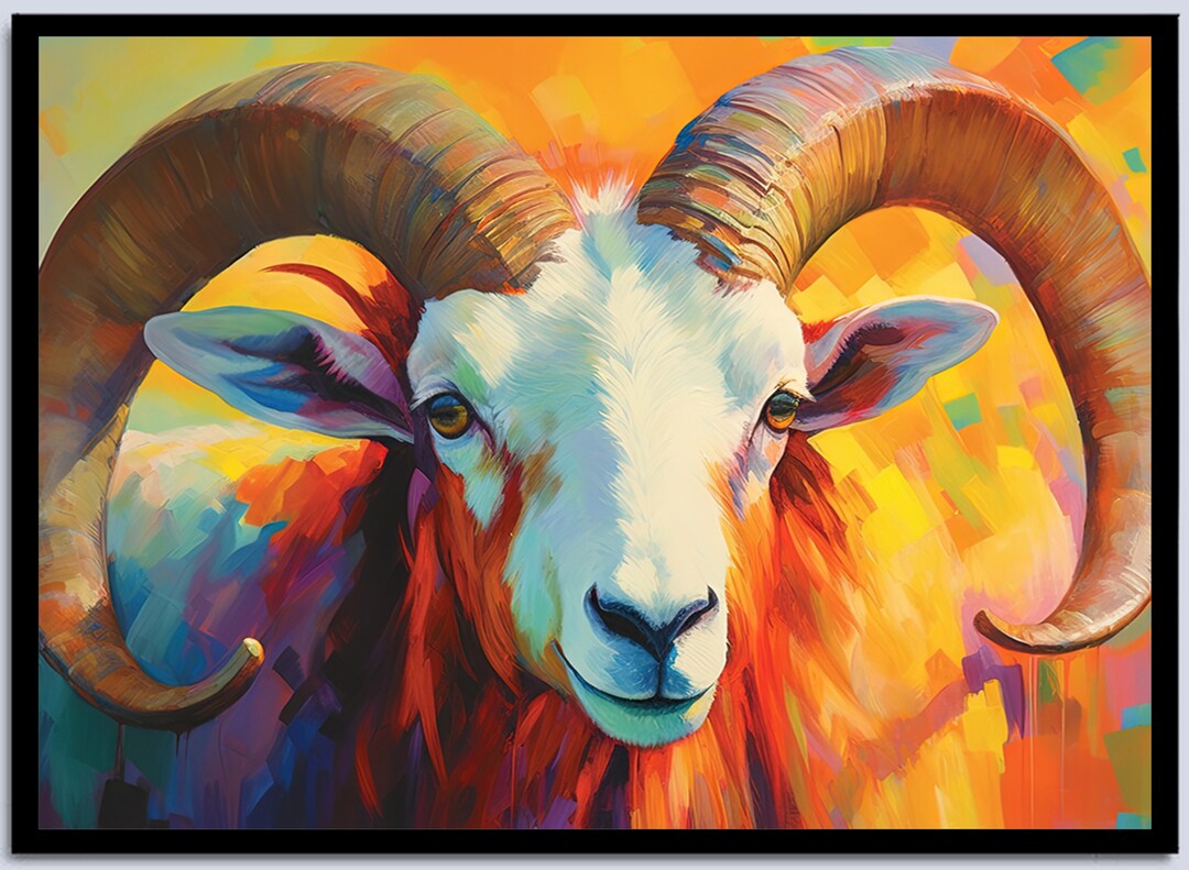 Whimsical Abstract White Ram Painting With Diverse - Etsy