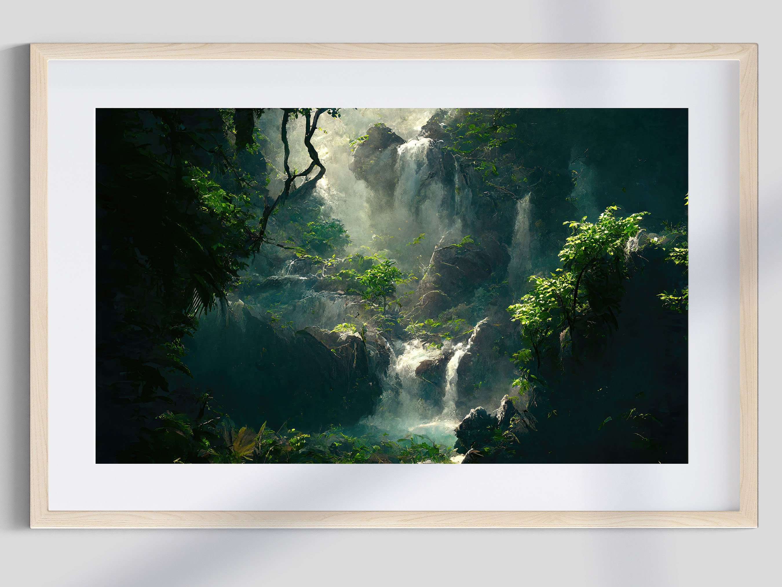 Art Enchanted Oasis: Serene Waterfalls Amidst Lush Nature - Etsy