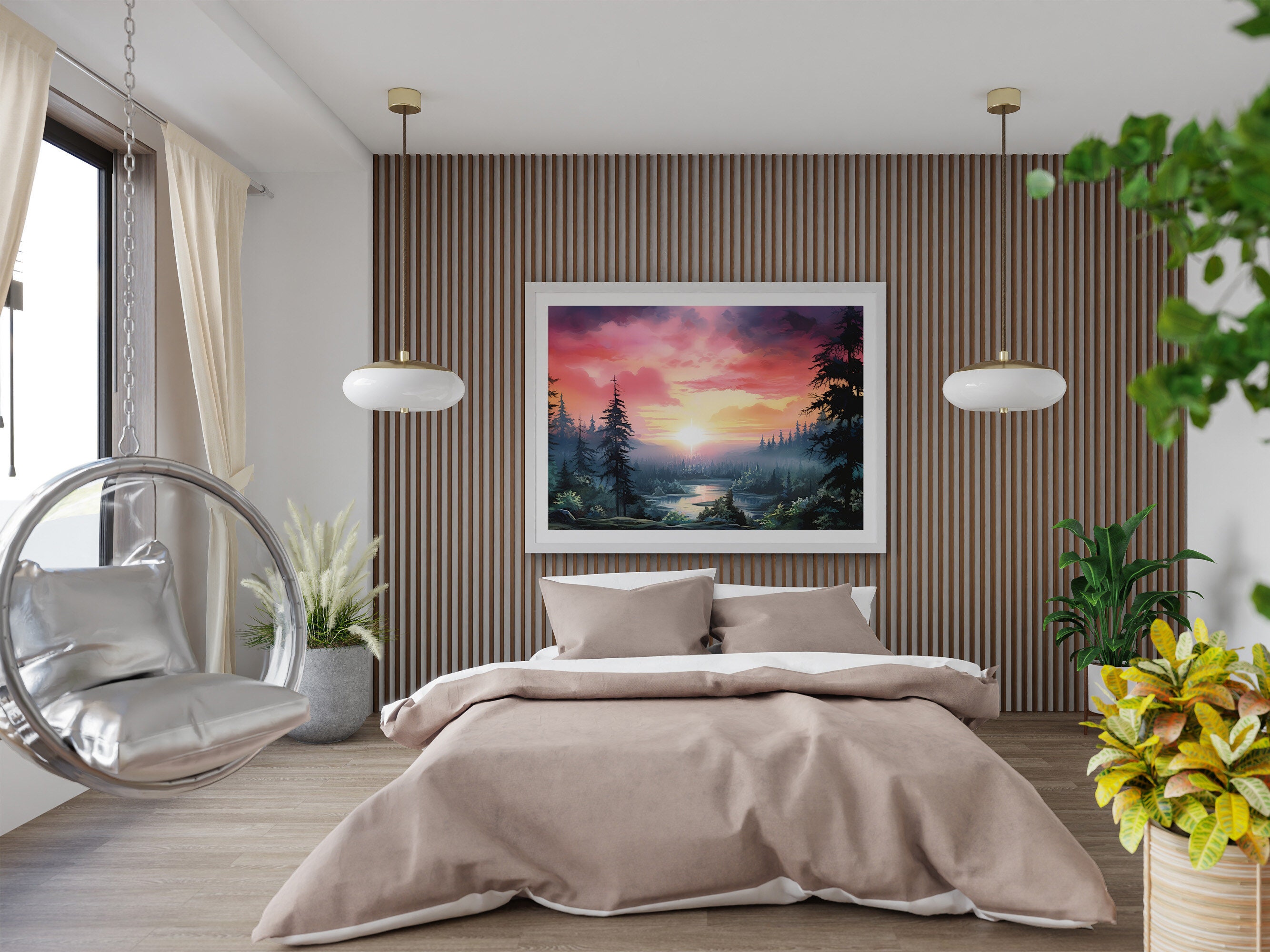 Anime Wilderness: an Illustration of a Forest at Sunset - Etsy