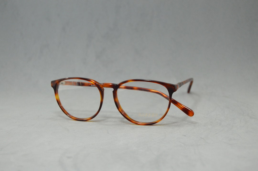 Vintage Acetate Classic Dark Brown Carey Eyeglasses Round Unisex Xaffer ...