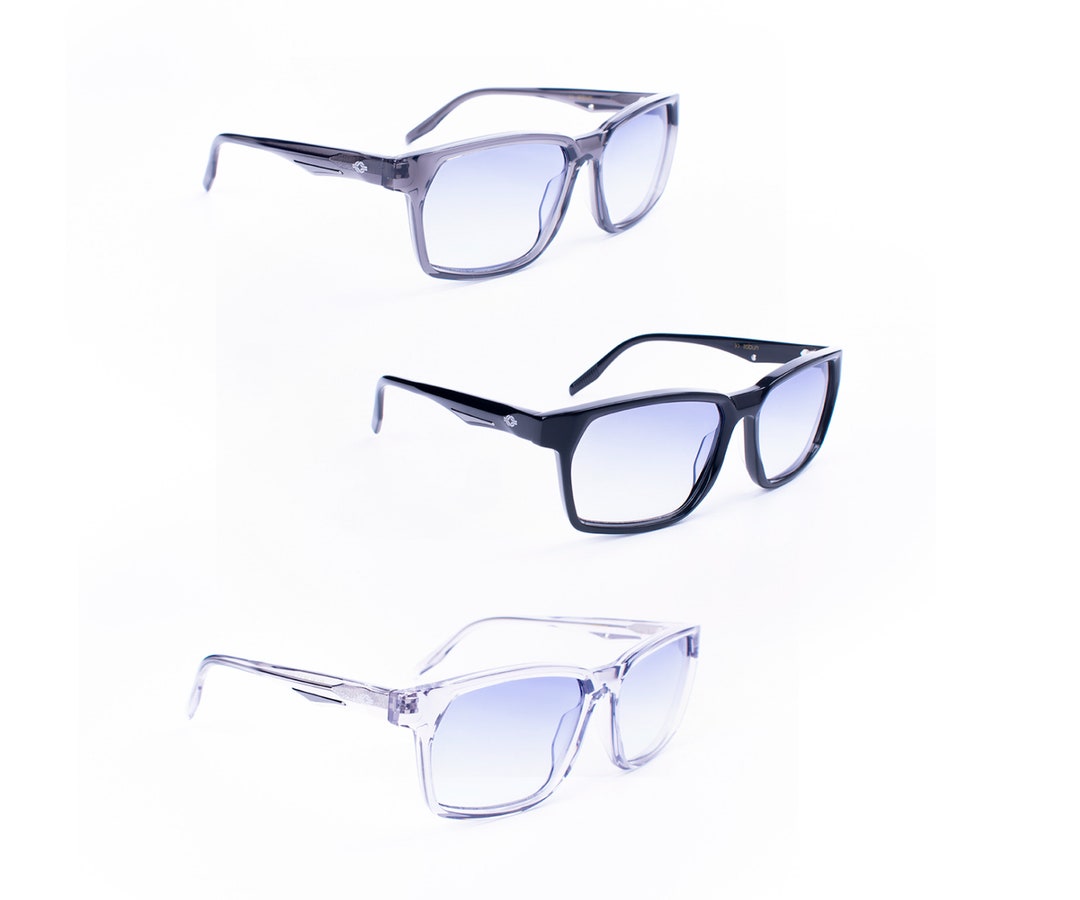 Sunglasses Clear Lenses Acetate Retro Design Full Rim Warp Unisex Size ...