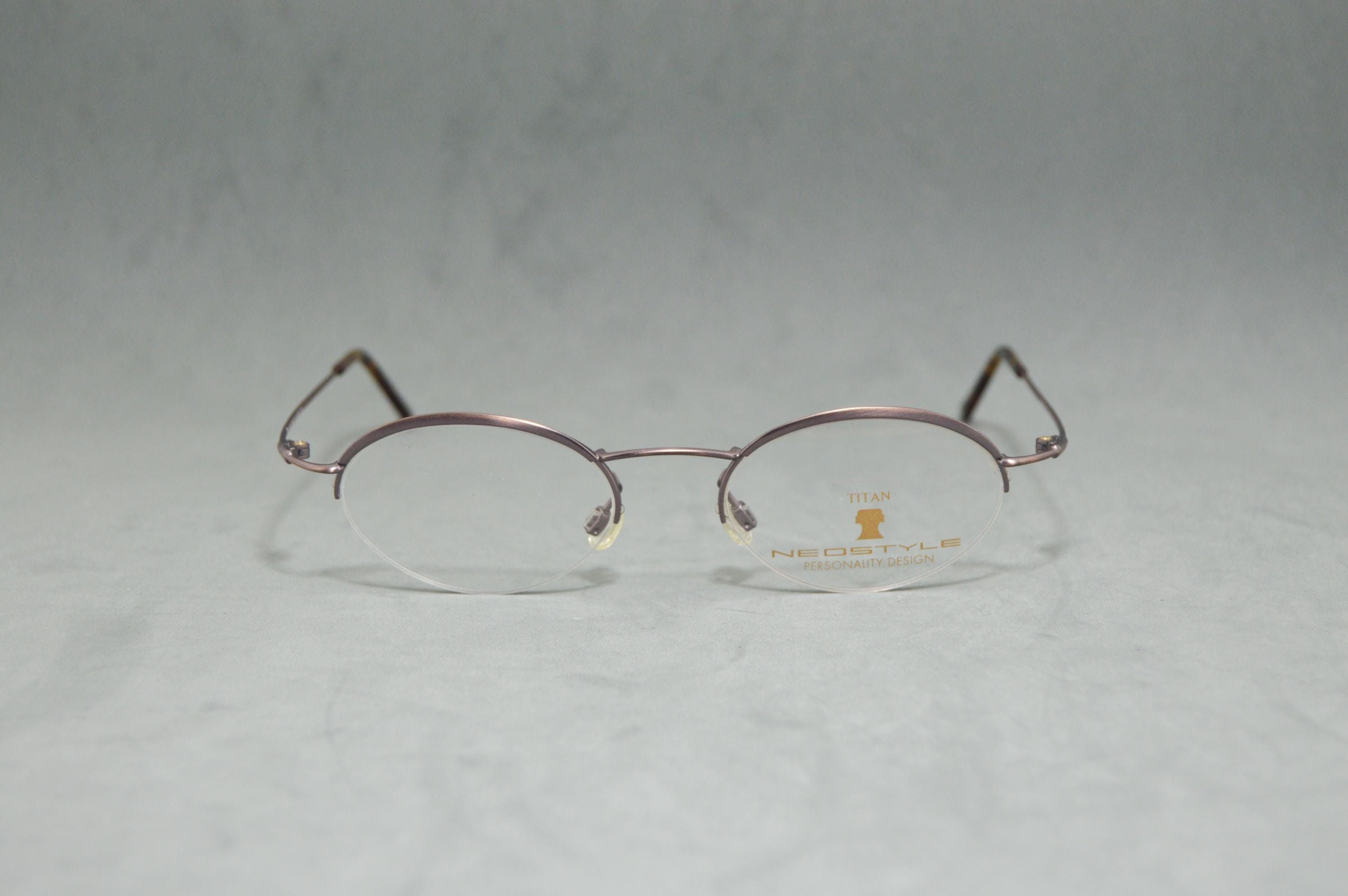 NEOSTYLE TITAN Top Vintage Eyeglasses Halfrimless 90s Academic NOS Urworn Small Rounded Oval ...
