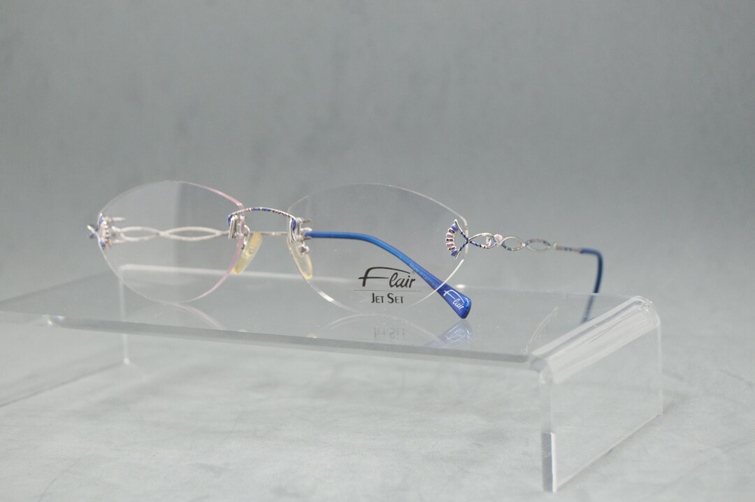 Top Vintage Rimless Eyeglasses FLAIR Jet Set NOS Oval Elegant Classic Woman Specs Rx Eyewear Oos ...