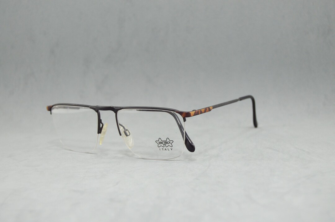 LUXOTTICA 1176 Vintage Half Rimless Eyeglasses Italy NOS Square Big ...