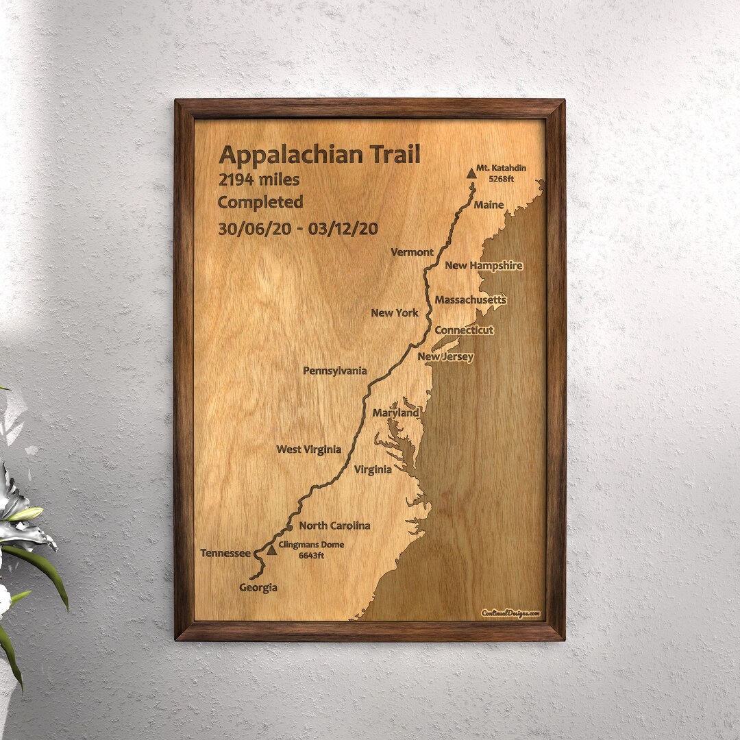 Appalachian Trail Framed Wooden Engraving Rustic Style - Etsy
