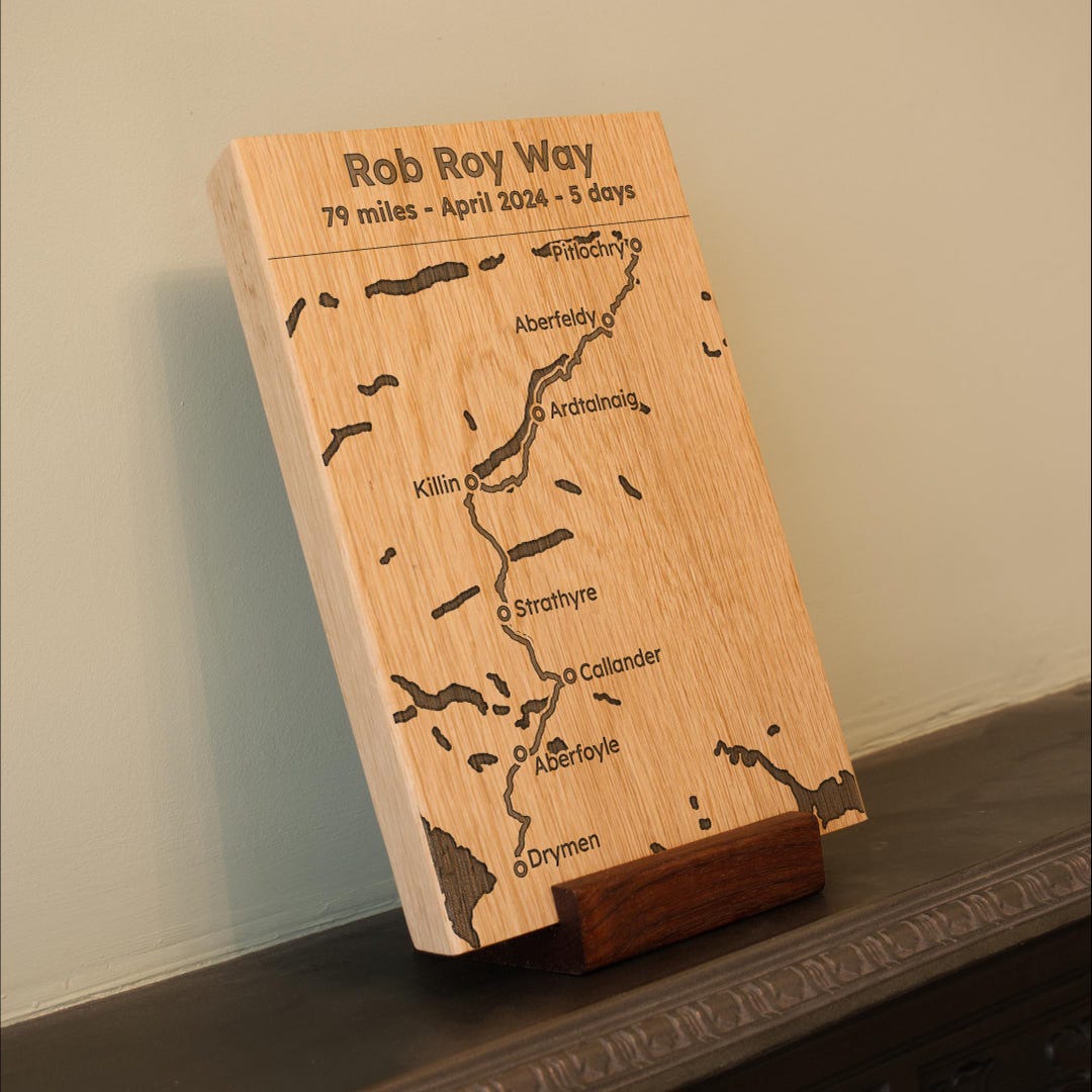 Rob Roy Way Wooden Map Plaque - Solid Oak & Walnut - Gift for Hiker - Etsy