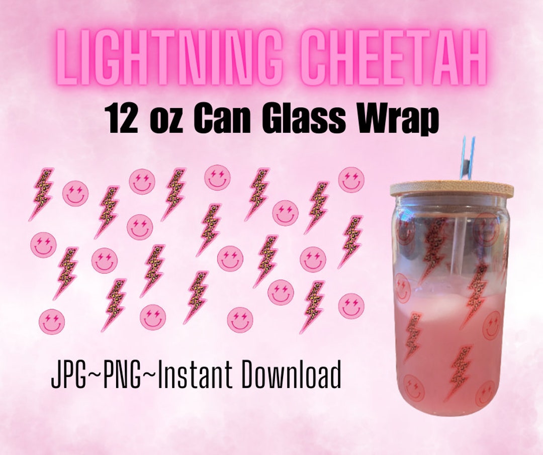 Electric Leopard Smiley Faces 12 Oz Can Glass Wrap JPG PNG - Etsy