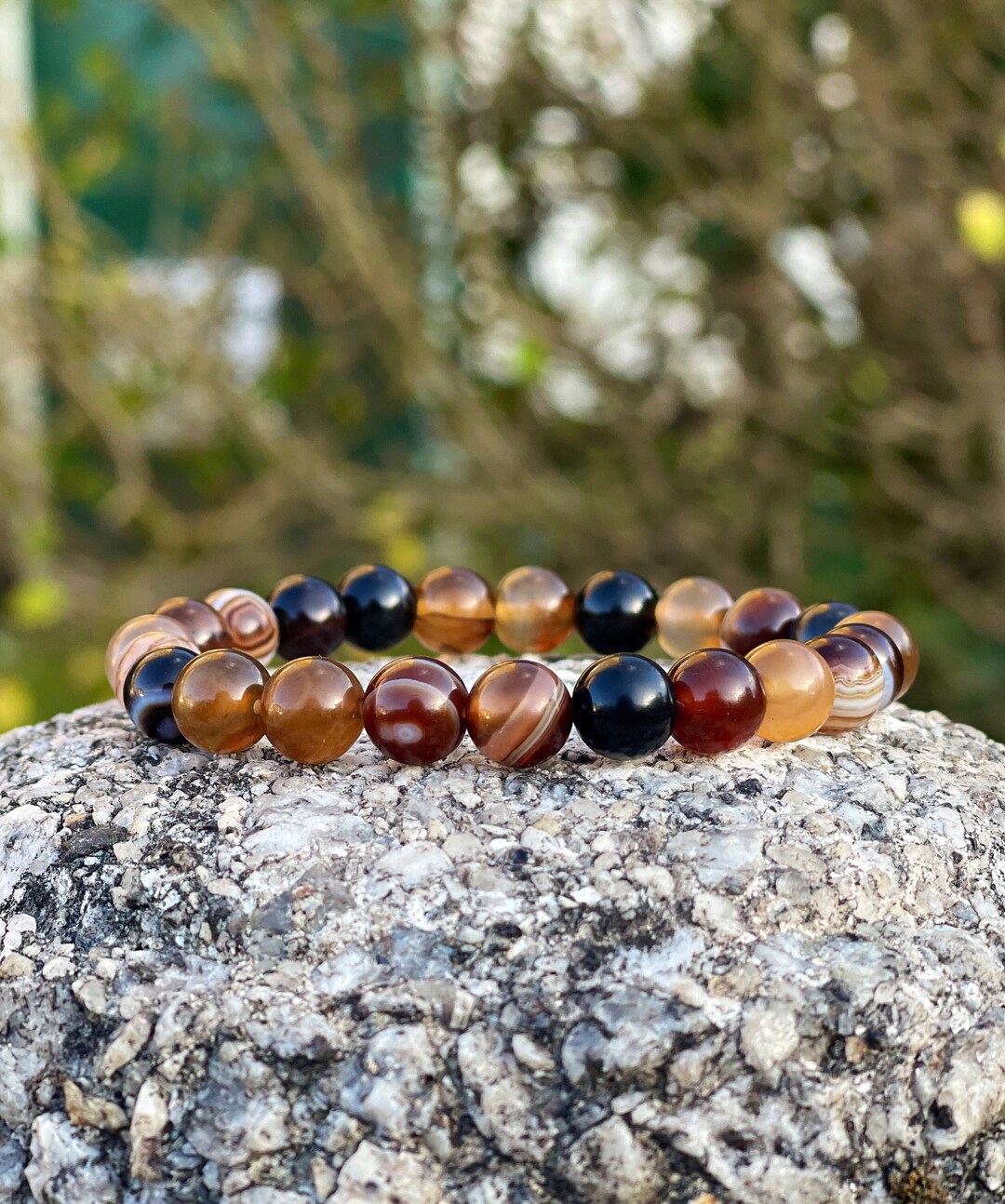 Coffee Agate Bracelet Gemstone Bracelet Crystal Healing - Etsy