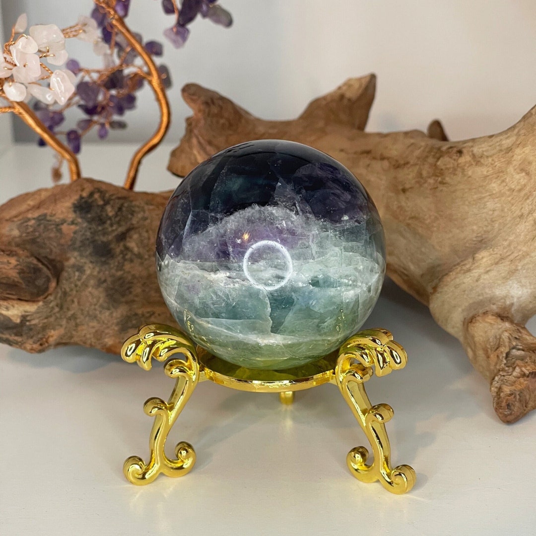 Fluorite Sphere, Crystal Ball for Healing, Natural Gemstone Décor ...