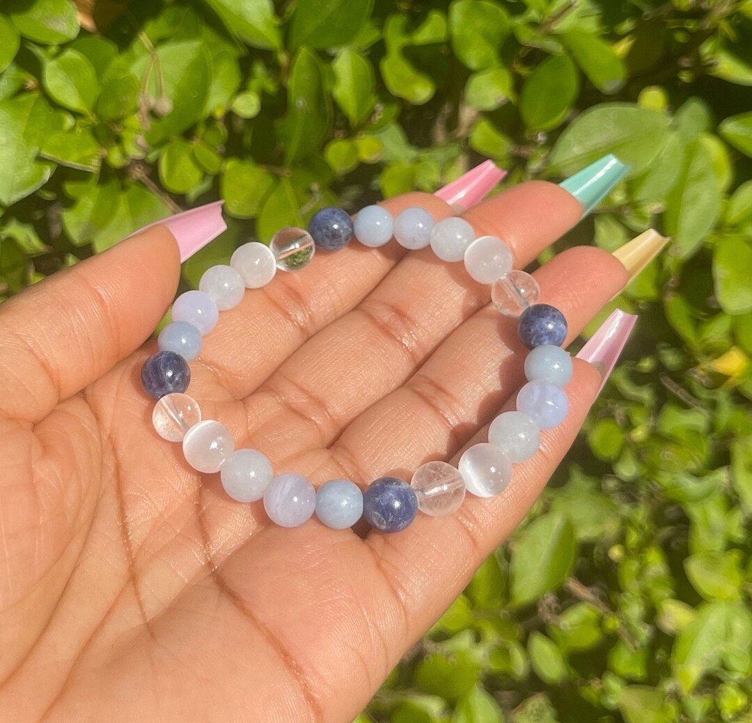 Calm Communication Bracelet, Gemstones, Chakra Activation Crystal ...
