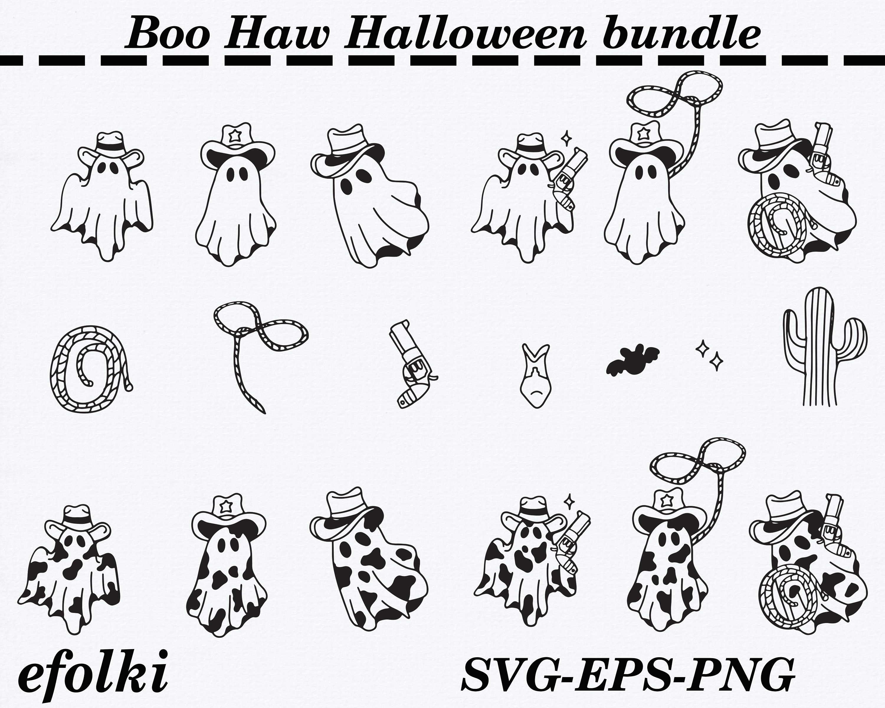 Boo Haw Ghost SVG Bundle, Halloween Svg,spooky Svg, Funny Ghost ...