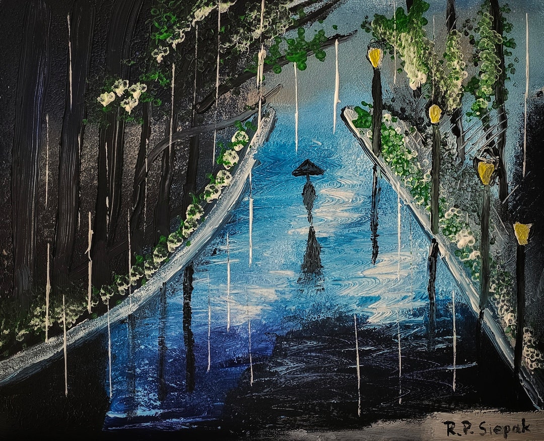 Raining Man - Acrylic Painting 40x50 - Black Frame Canvas - Etsy