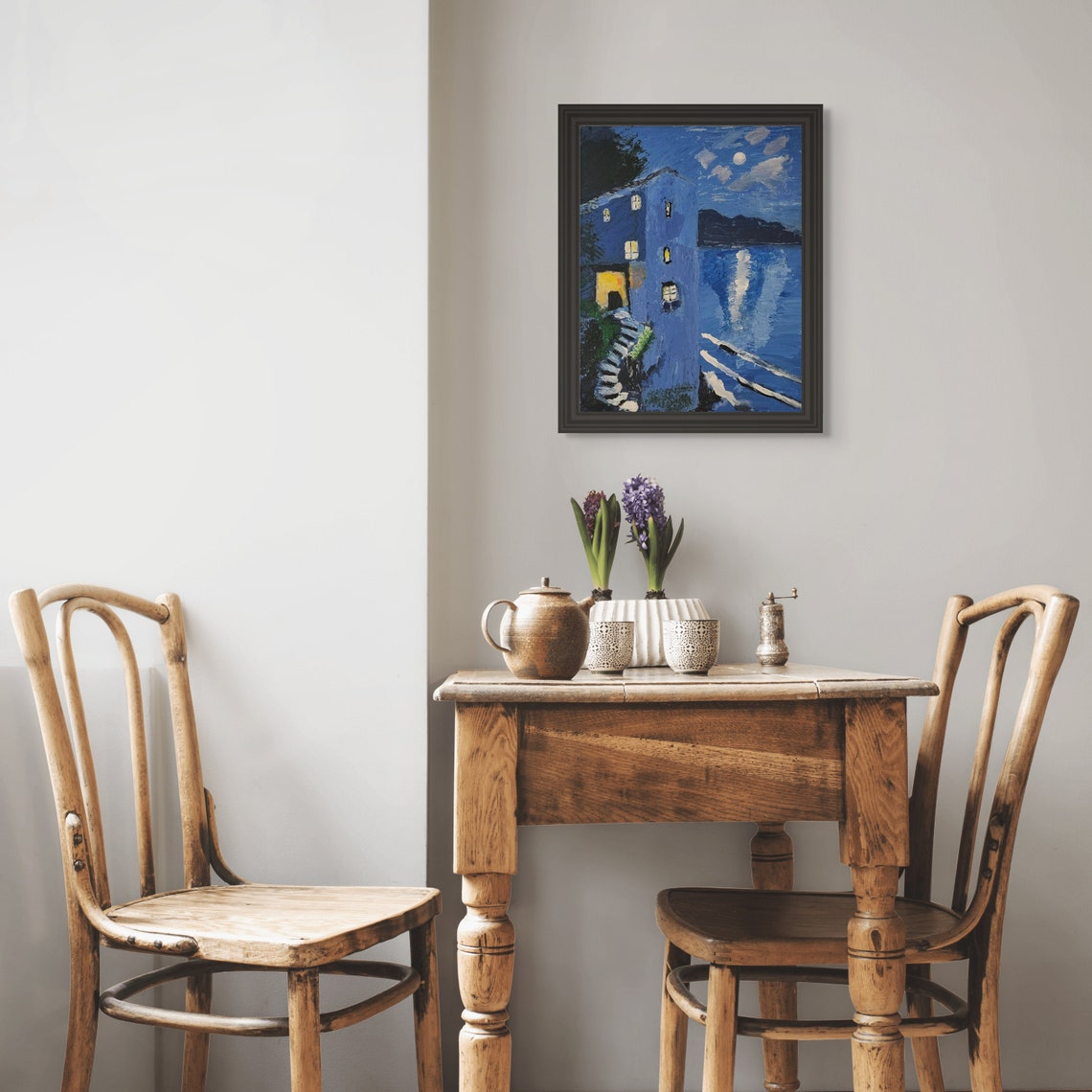 Blue Moon - Acrylic Painting 50x40 - Black Frame - Etsy