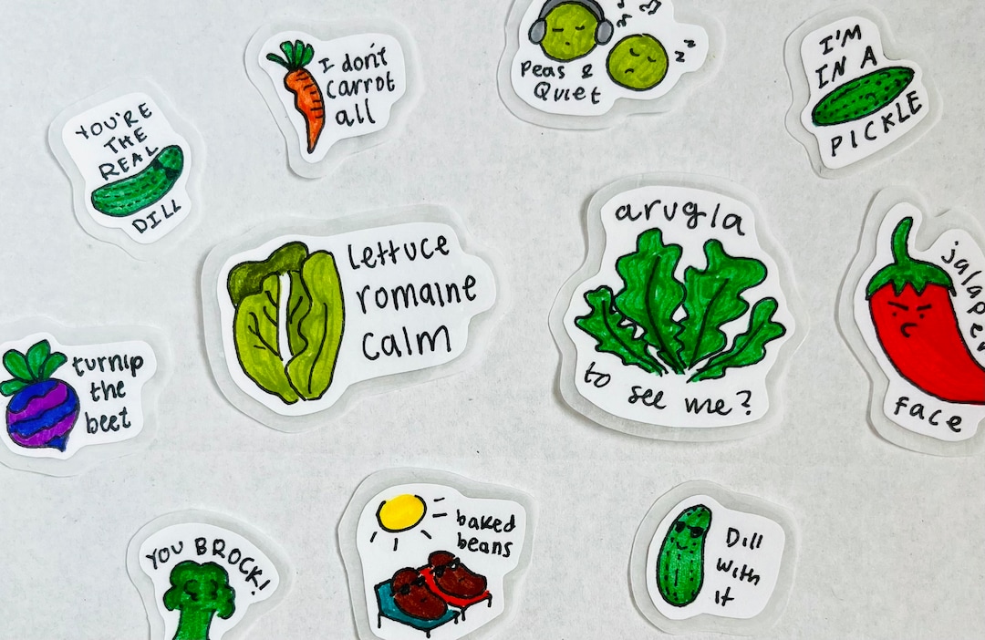 Vegetable Pun Stickers Funny Veggie Puns Sticker Sheet Die - Etsy