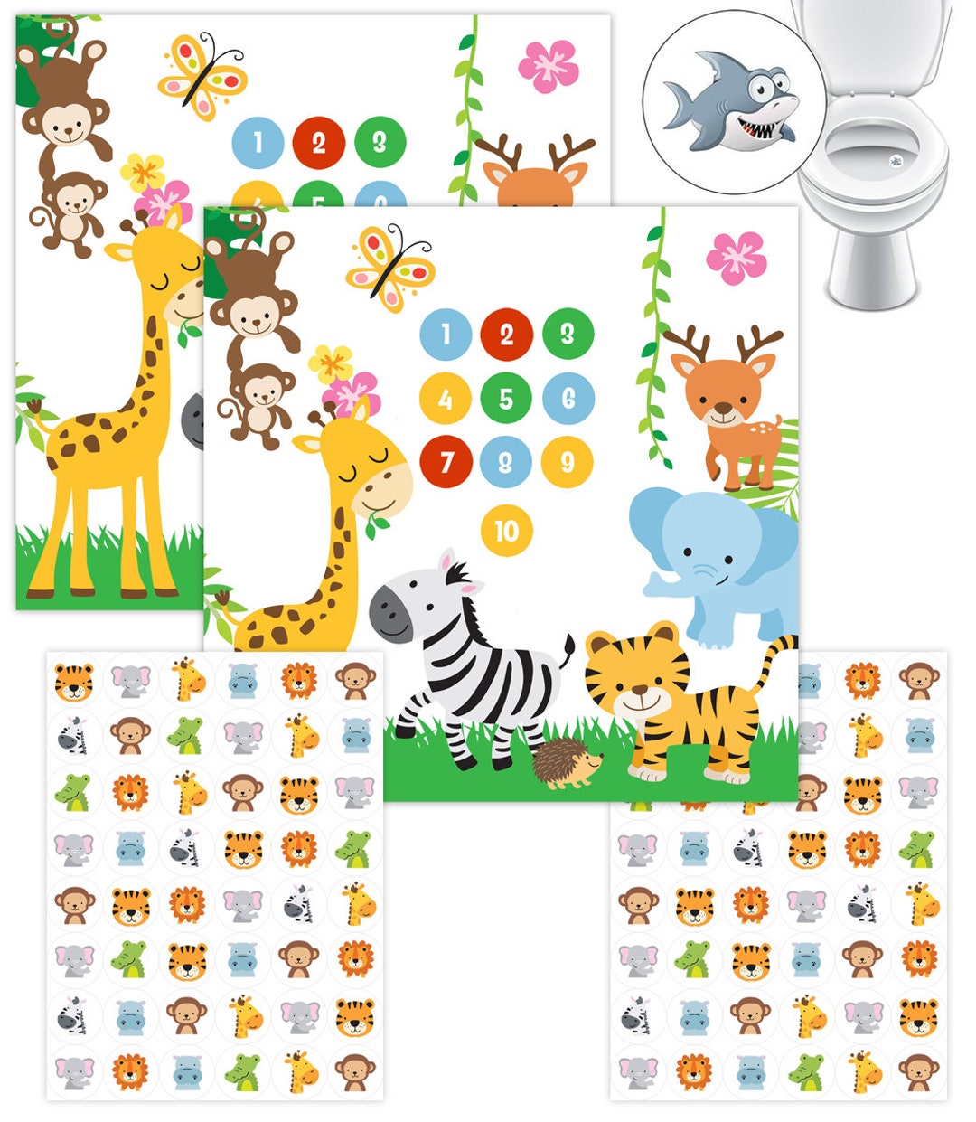 Reward System Jungle With Stickers + Urinal Sticker. Potty Training ...
