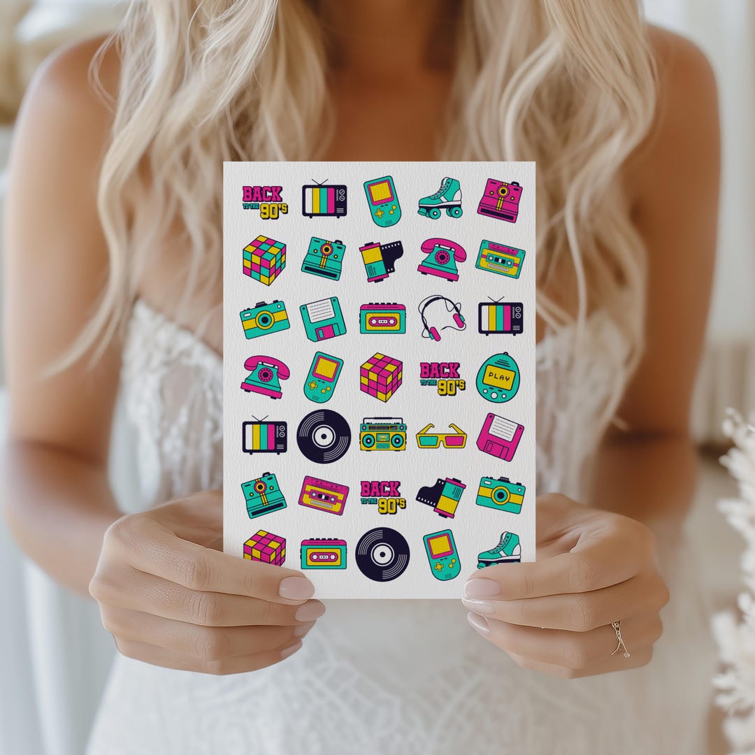 Back to the 90's Stickers – Retro Nostalgic Sticker Sheet & Colorful ...