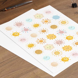 Sticker Sheet Cute Suns - Kids Stickers - Sticker Sheet - Stickers ...