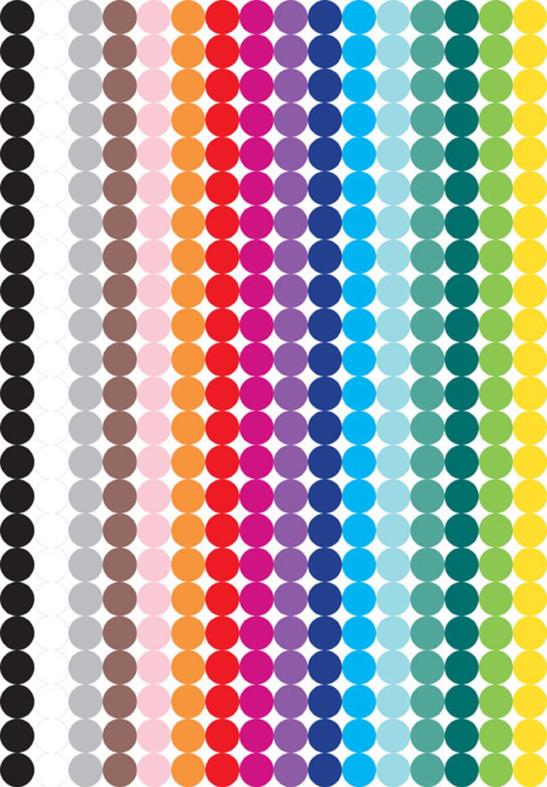 Dots Stickers in 16 Colors. 3 Dot Sticker Sheets - Label Stickers ...