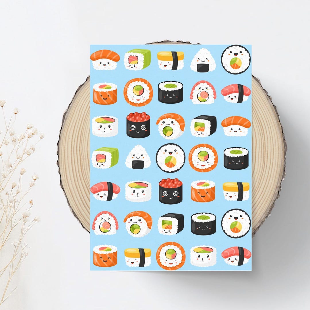 Kawaii Sushi Stickers – Cute Japanese Food Sticker Sheet & Anime ...
